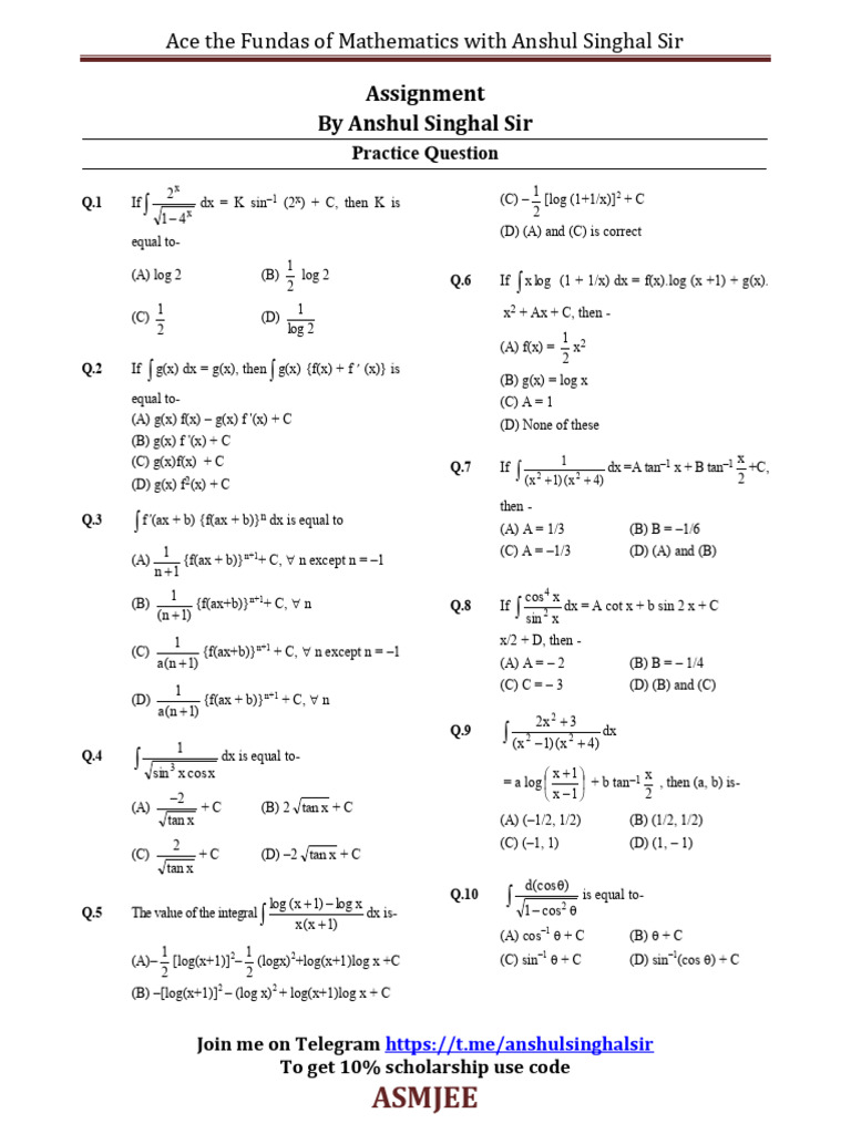 Mathematics Practice Questions by Anshul | PDF