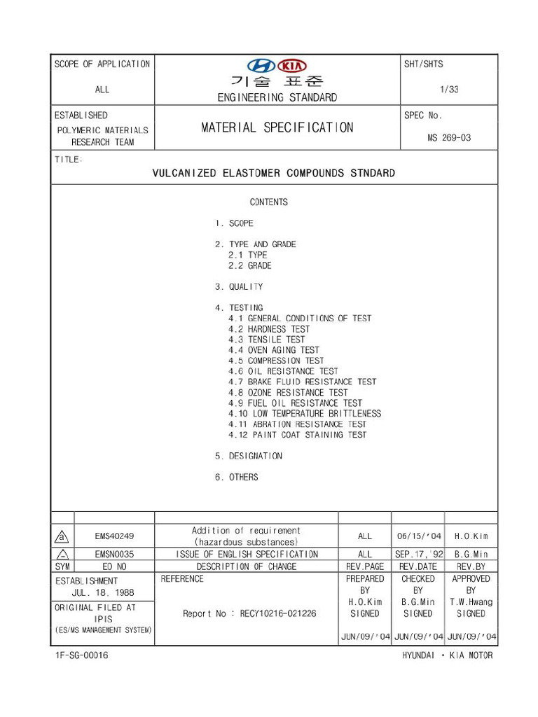 HYUNDAI KIA Ms 269-03 | PDF