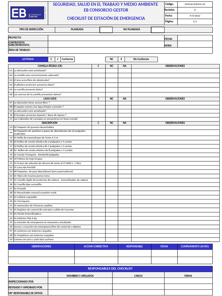 Checklist de Seguridad en Emergencias | PDF