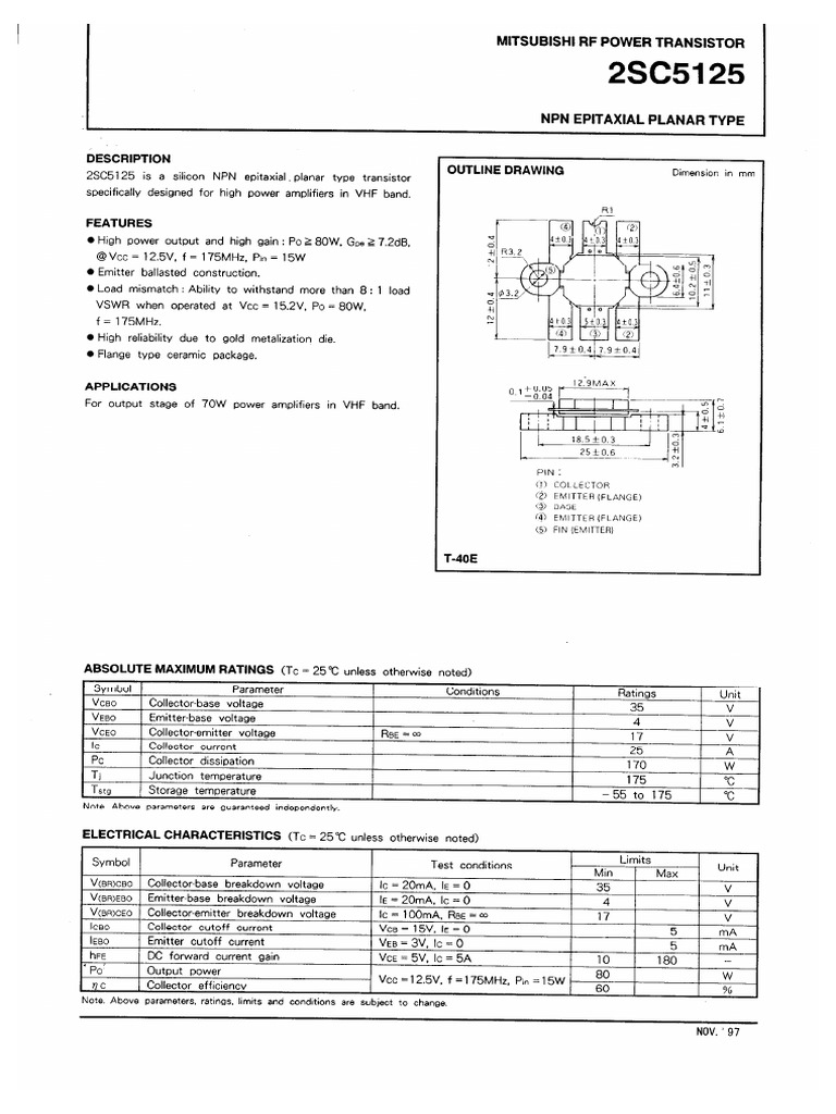 2SC5125 Datasheet Overview | PDF