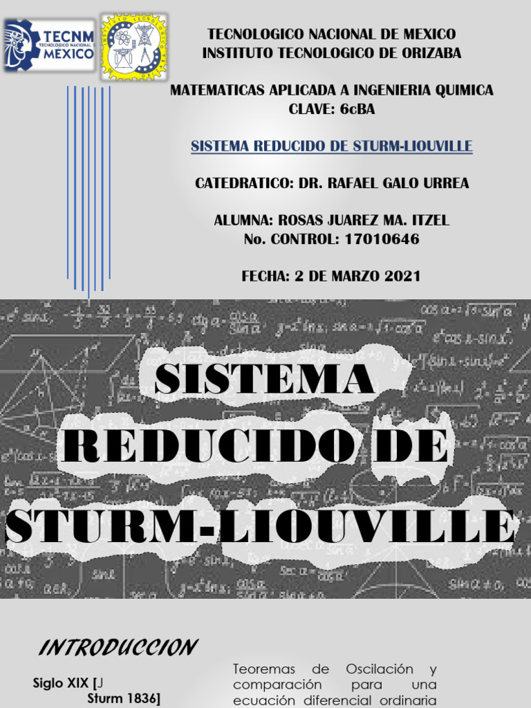 Sistema Reducido de Sturm Liouville | PDF | Ecuaciones | Ecuaciones diferenciales