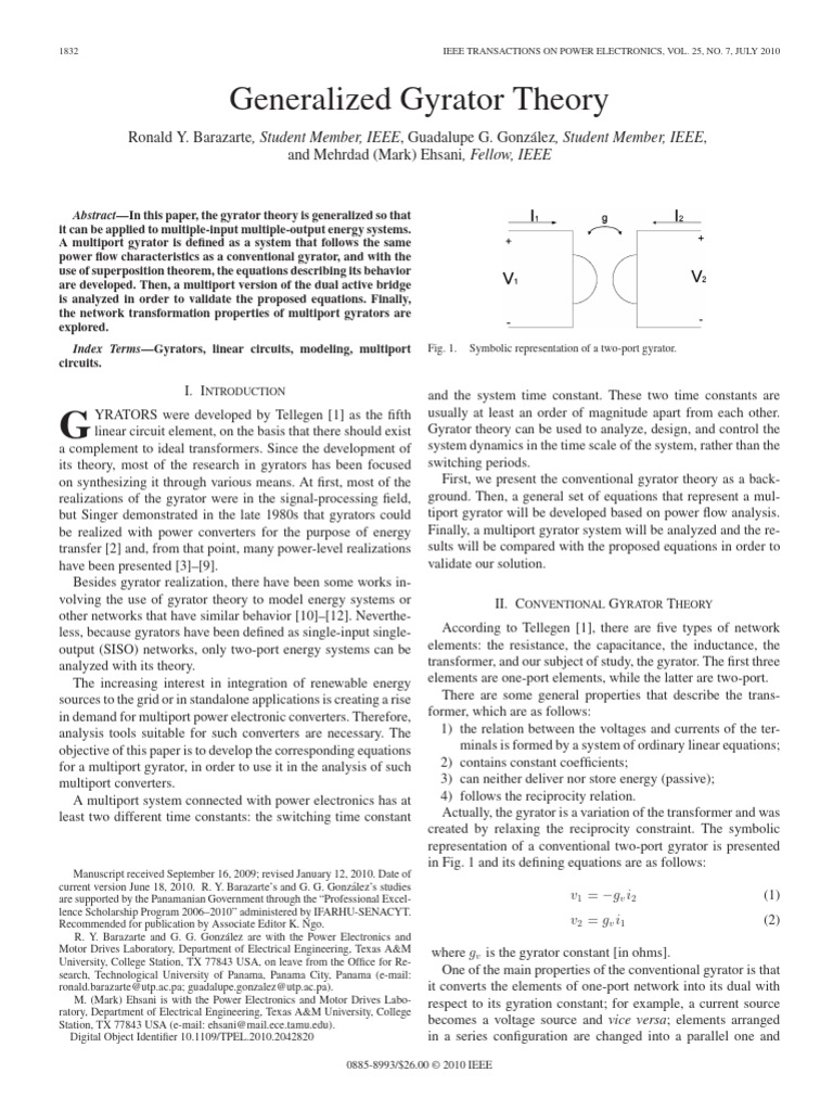 Generalized Gyrator Theory | PDF | System | Electrical Network