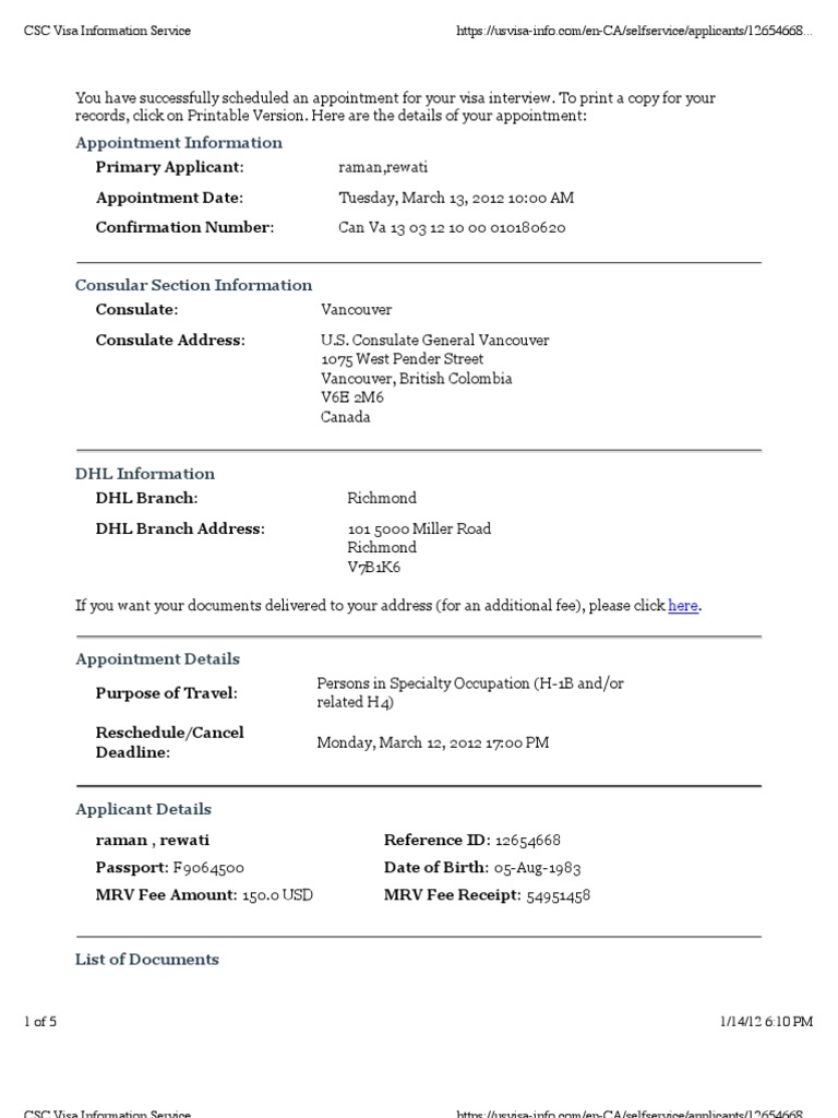 CSC Visa Information Service Date | PDF | Travel Visa | Consul ...