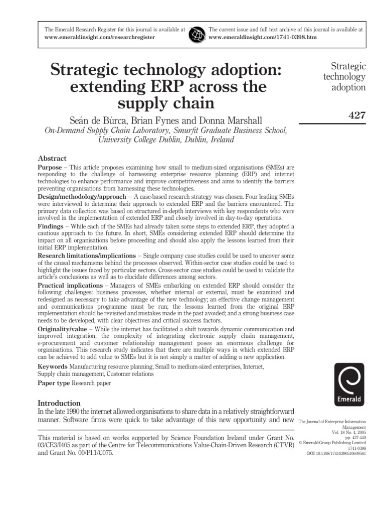 ERP Adoption Strategies for SMEs | PDF | Enterprise Resource Planning | Supply Chain