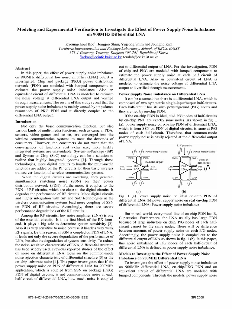 Modeling and Experimental Verification To Investigate The Effect of Power Supply Noise Imbalance ...