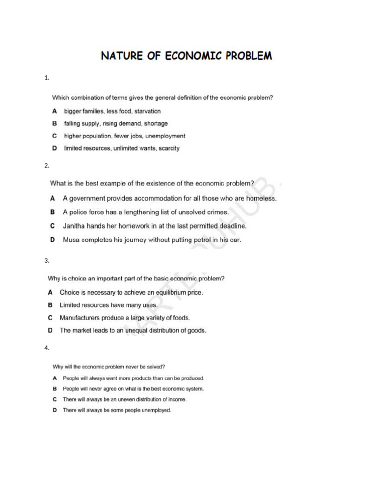 Nature of Economic Problem | PDF