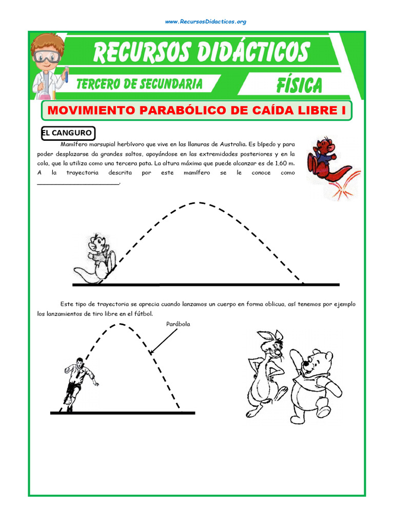 Movimiento Parabólico de Caída Libre para Tercer Grado de Secundaria | PDF | Física | Mecanica ...