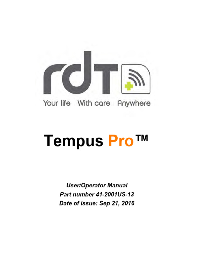 41-2001US-13 Tempus Pro User-Operator Manual | PDF | Monitoring ...