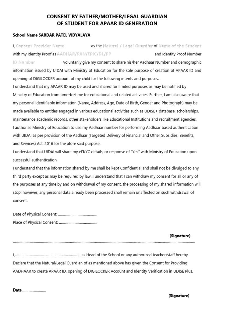 Consent for APAAR ID Generation | PDF | Access Control | Authentication