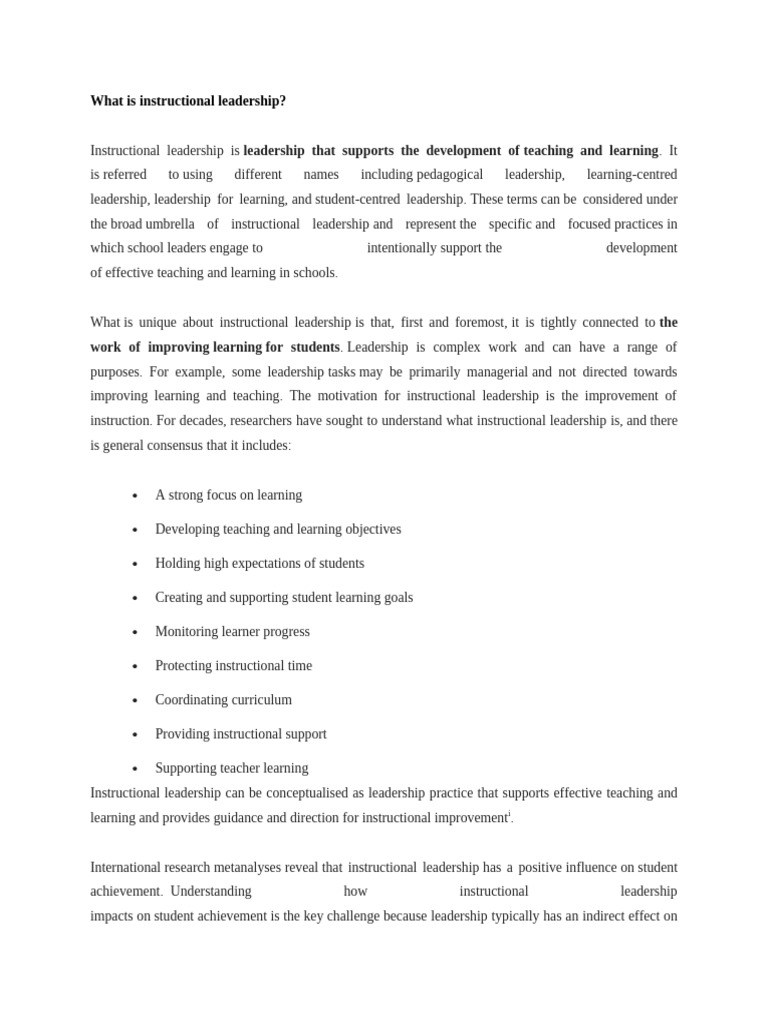 Instructional Leadership | PDF | Learning | Leadership