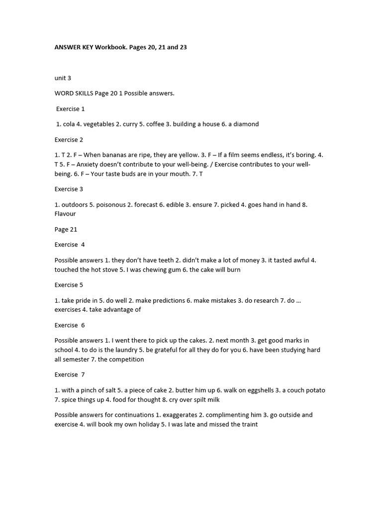 Soluciones Woorkbook Burlington 1 Bachi | PDF