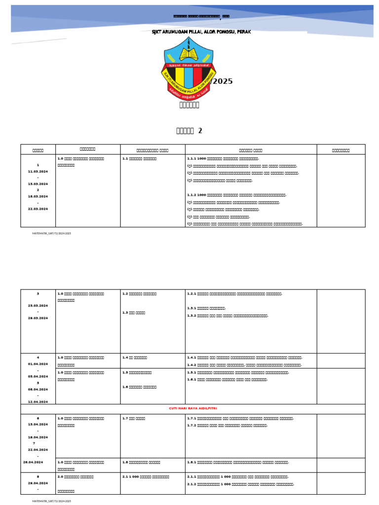 RPT Math THN 2 (Tamil Version) | PDF