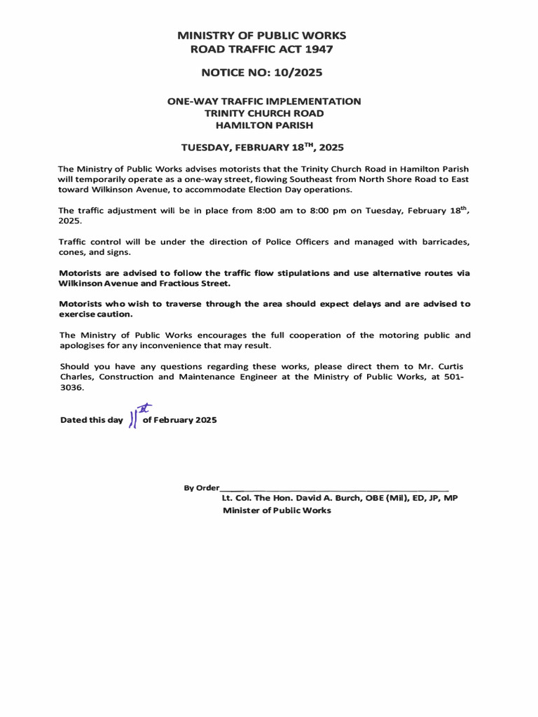 RTN #10 Traffic Adjustment - Trinity Church Road - 20250218 | PDF