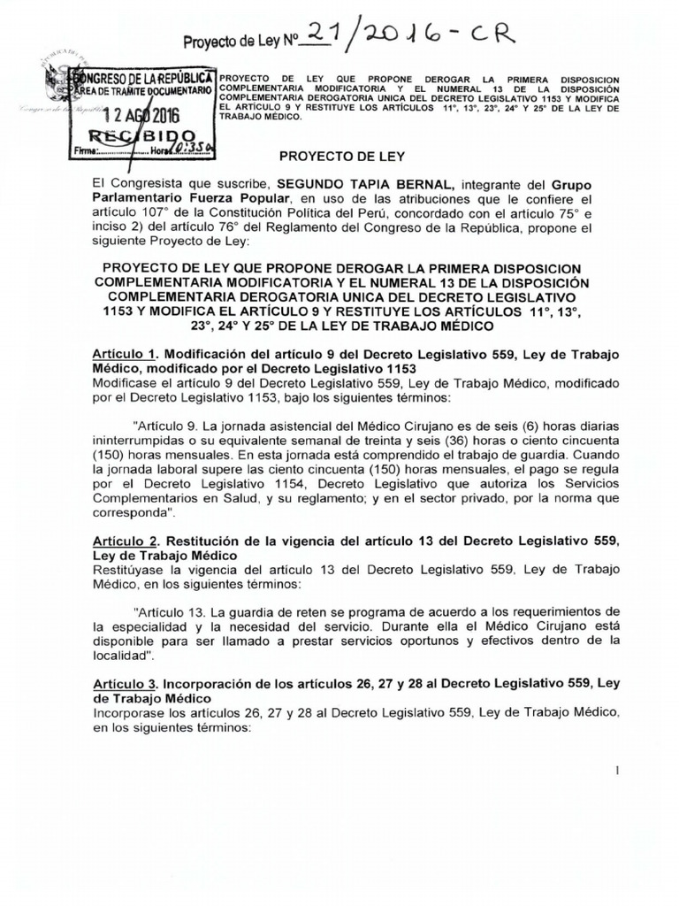 EXPOSICION DE MOTIVOS LEY PL00021_20160812 | PDF