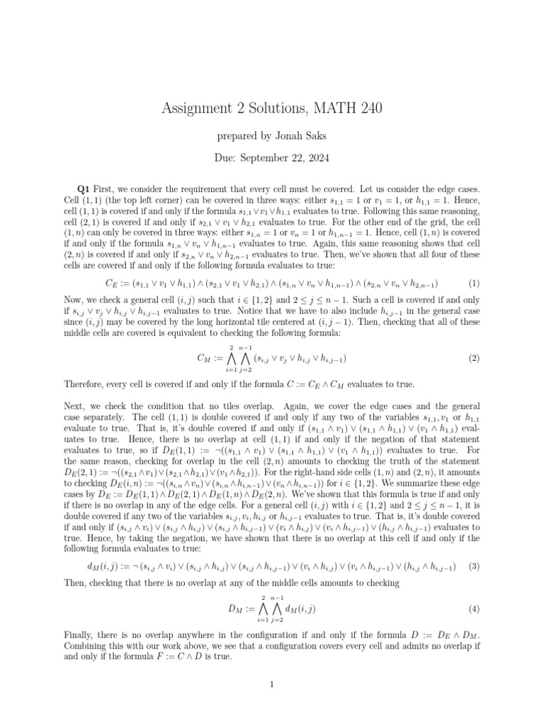 Assignment 2 Solutions 240 | PDF | Mathematical Logic | Mathematics