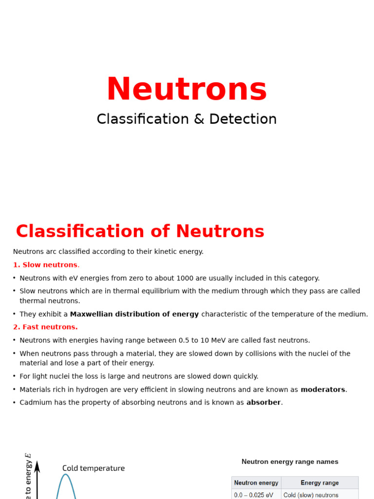 Neutrons - Classification & Detection | PDF | Neutron | Nuclear Fission