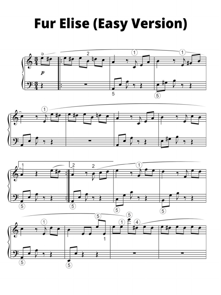 Fur Elise Sheet Music (Easy Version) | PDF