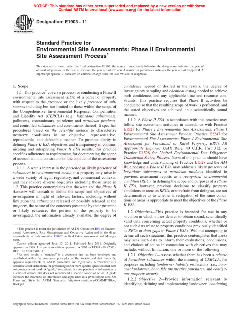 ESA Fase II ASTM-E1903-11 | PDF | Superfund