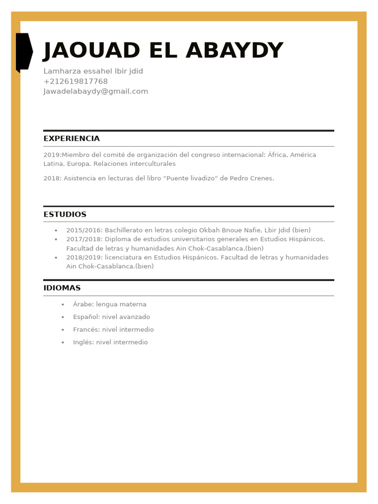 Perfil Profesional de Jaouad El Abaydy | PDF