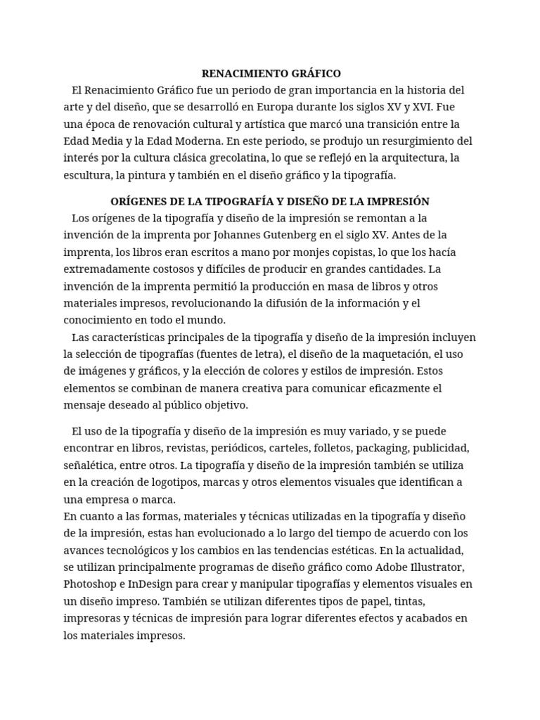 Historia RENACIMIENTO GR-WPS Office | PDF | Impresión | Imprenta