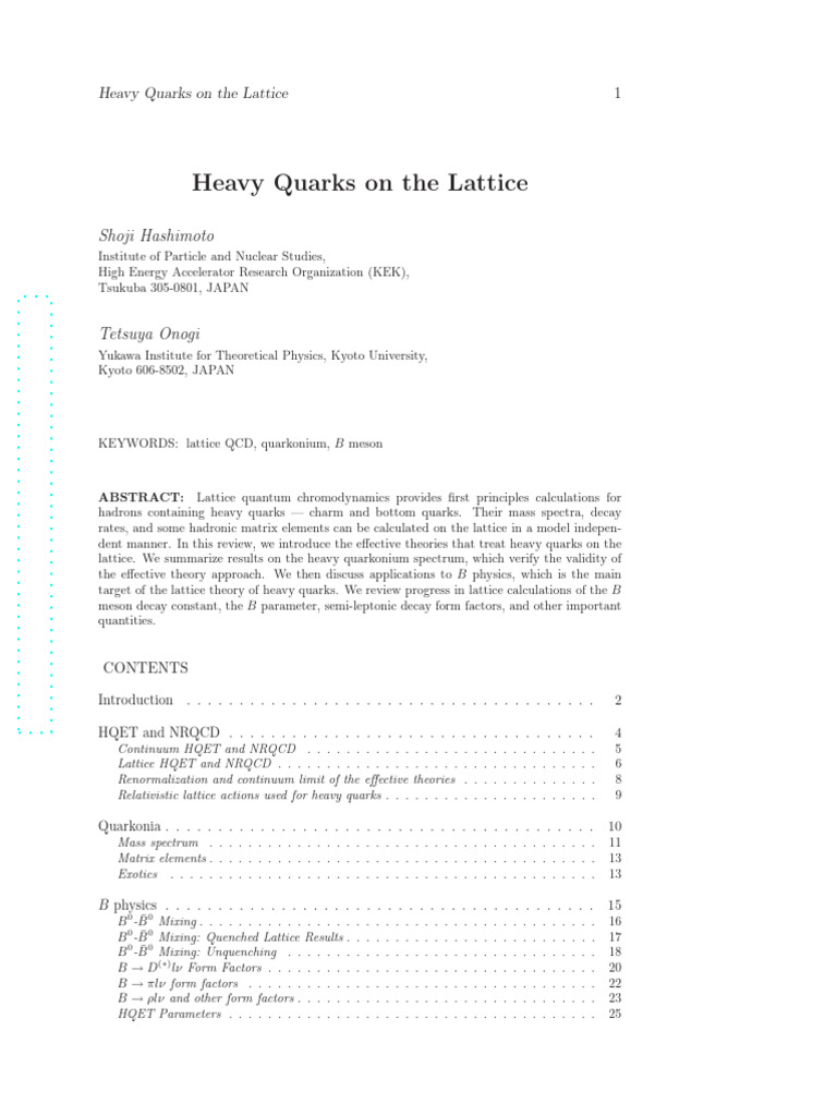 Heavy Quarks On The Lattice | PDF | Quantum Chromodynamics | Quark