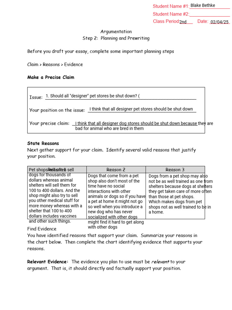 Argumentative Essay Graphic Organizer | PDF | Pet | Dogs