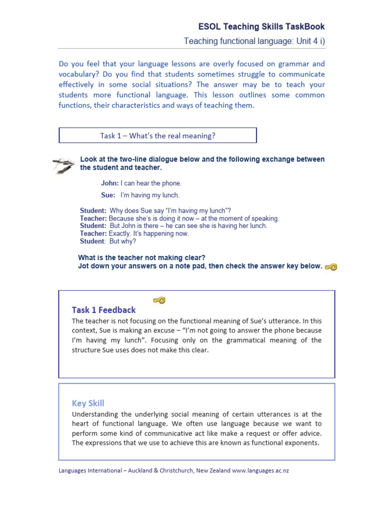 Unit 4i Teaching Functional Language | PDF | English As A Second Or ...