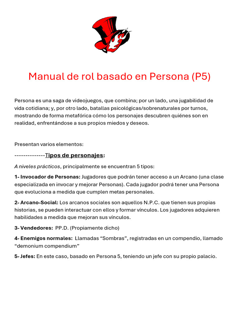 Manual de Rol de Persona 5: Guía Completa | PDF | Amor | Justicia