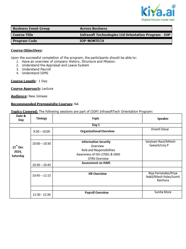 Induction Orientation - 21st Dec 2024 | PDF