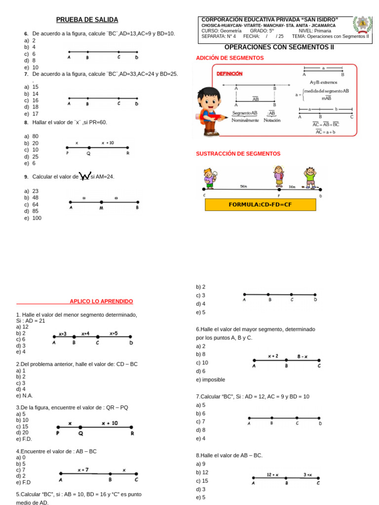 Separata 3-Operaciones Con Segmentos II | PDF