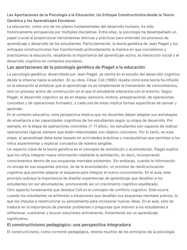 Psicología y Educación: Enfoque Constructivista | PDF | Constructivismo (filosofía de la ...