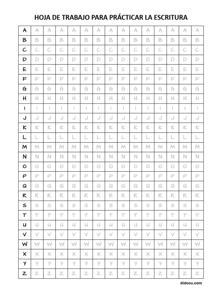 Hoja de Escritura: Práctica de Letras | PDF