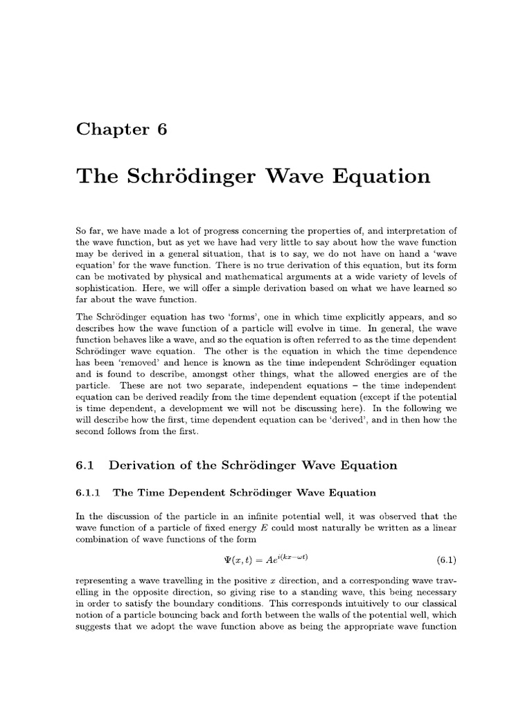 Schrodinger Wave Equation | PDF