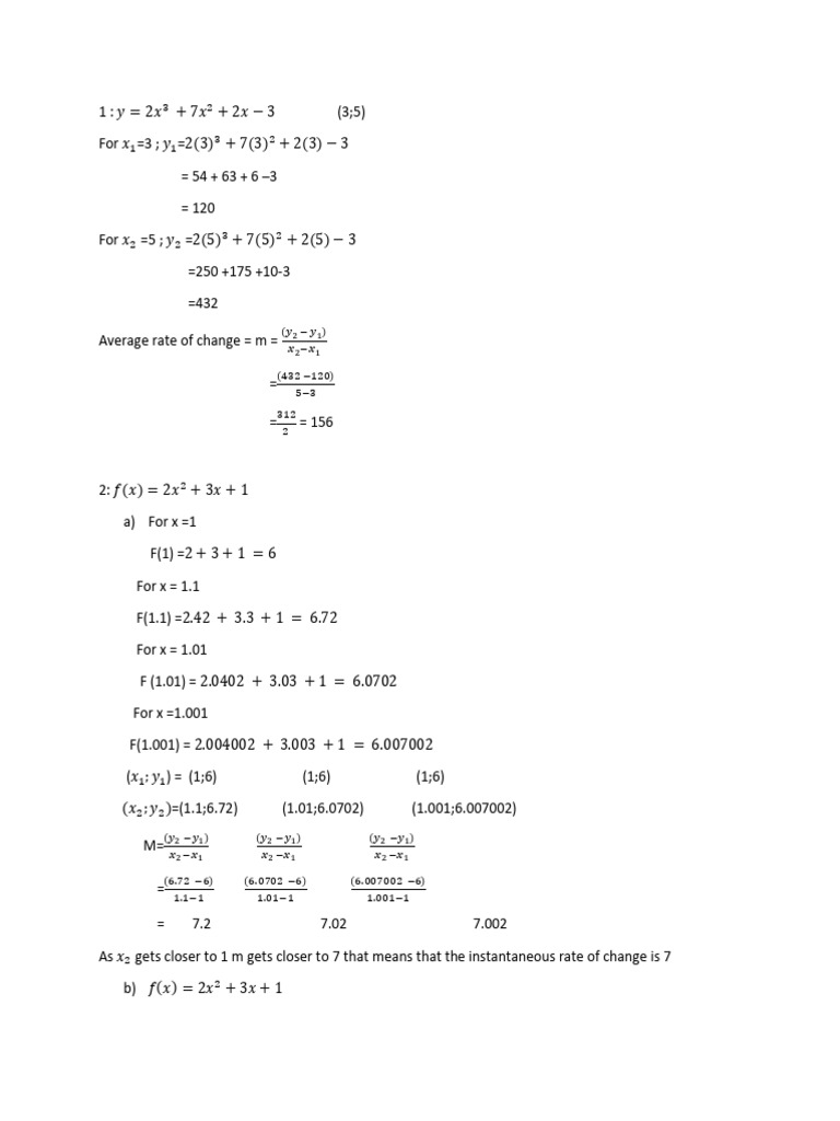 Assignment Rate of Change Word | PDF | Mathematical Analysis | Mathematics