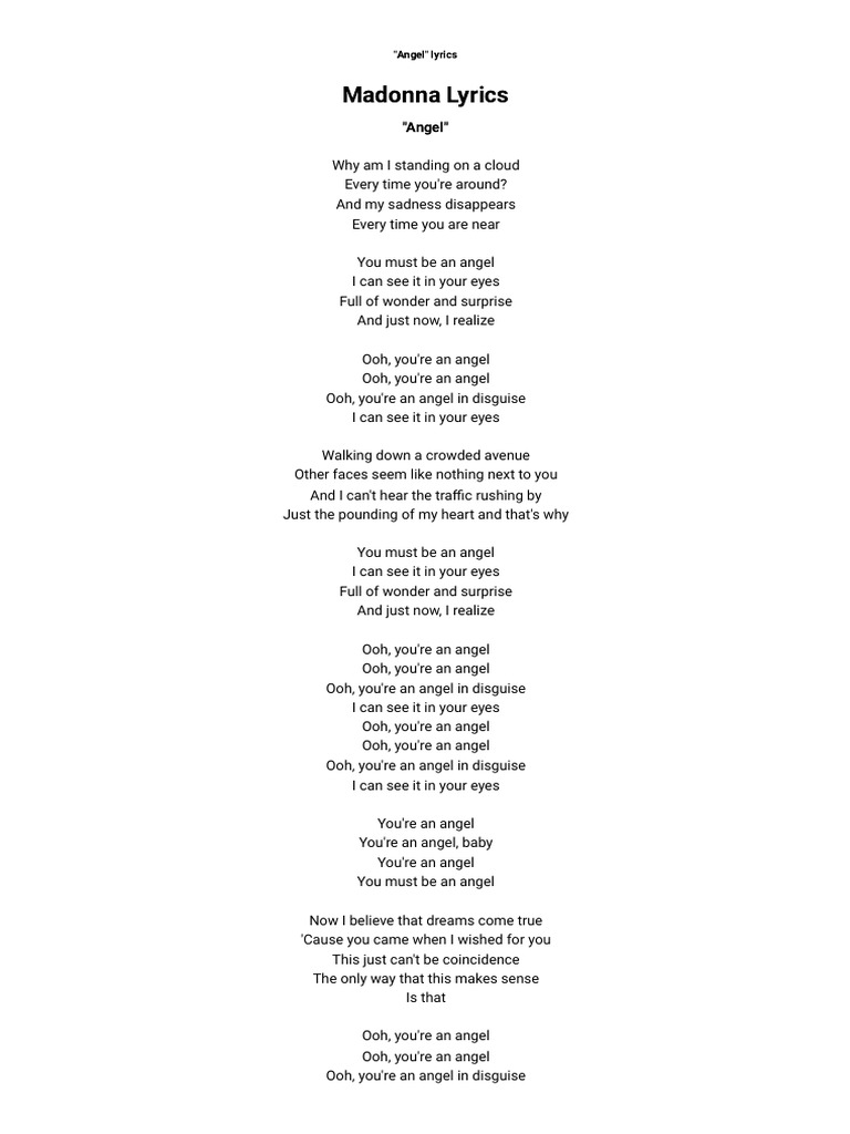 Madonna - Angel Lyrics | PDF
