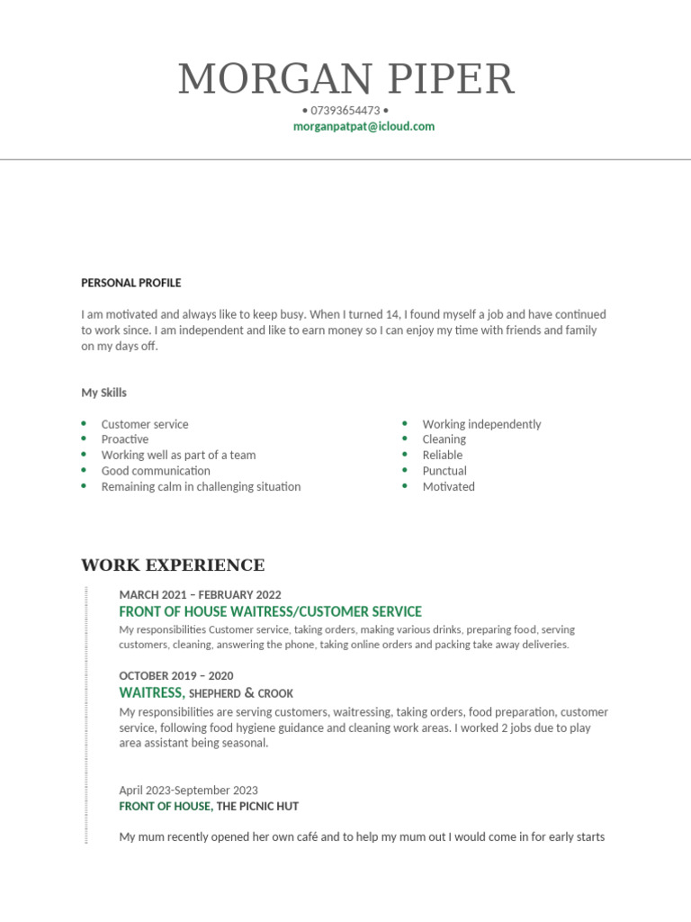 Morgan Piper Final CV | PDF