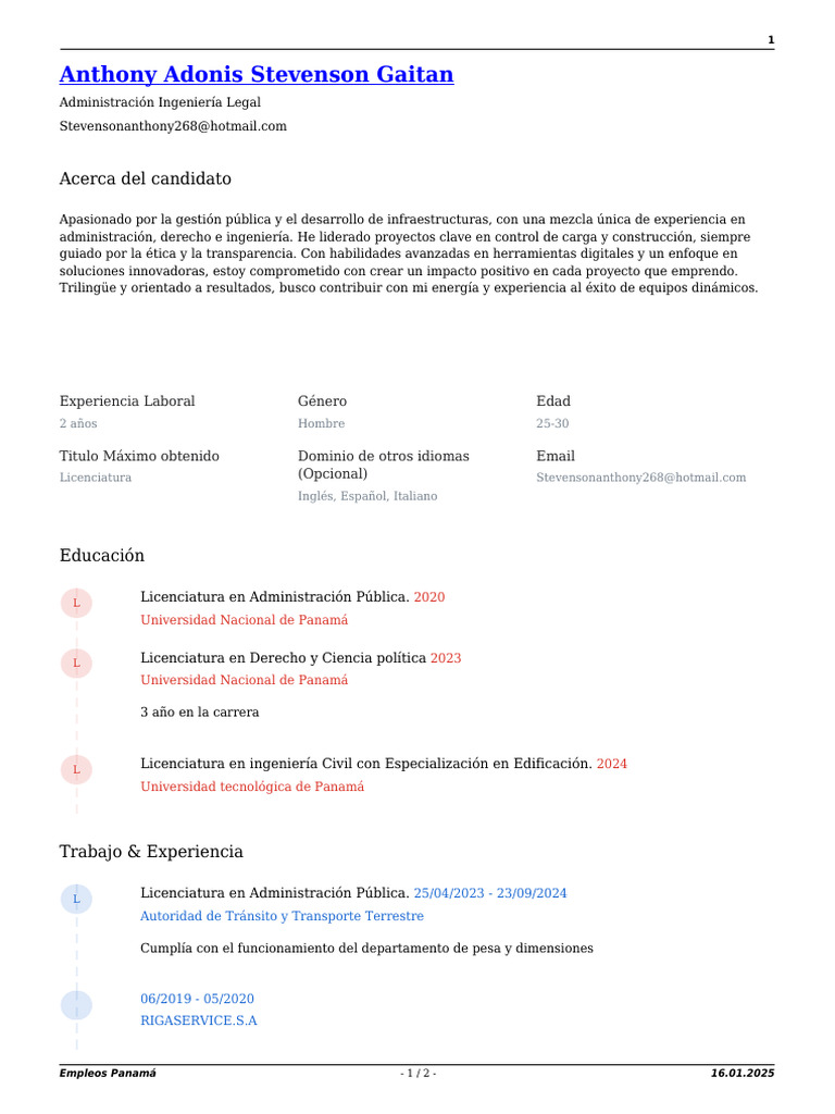 Anthony Adonis Stevenson Gaitan | PDF | Administración Pública | Ingeniería