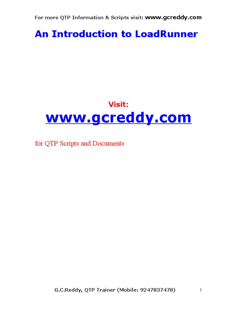 An Introduction To Loadrunner: For QTP Scripts and Documents | Download Free PDF | Scripting ...
