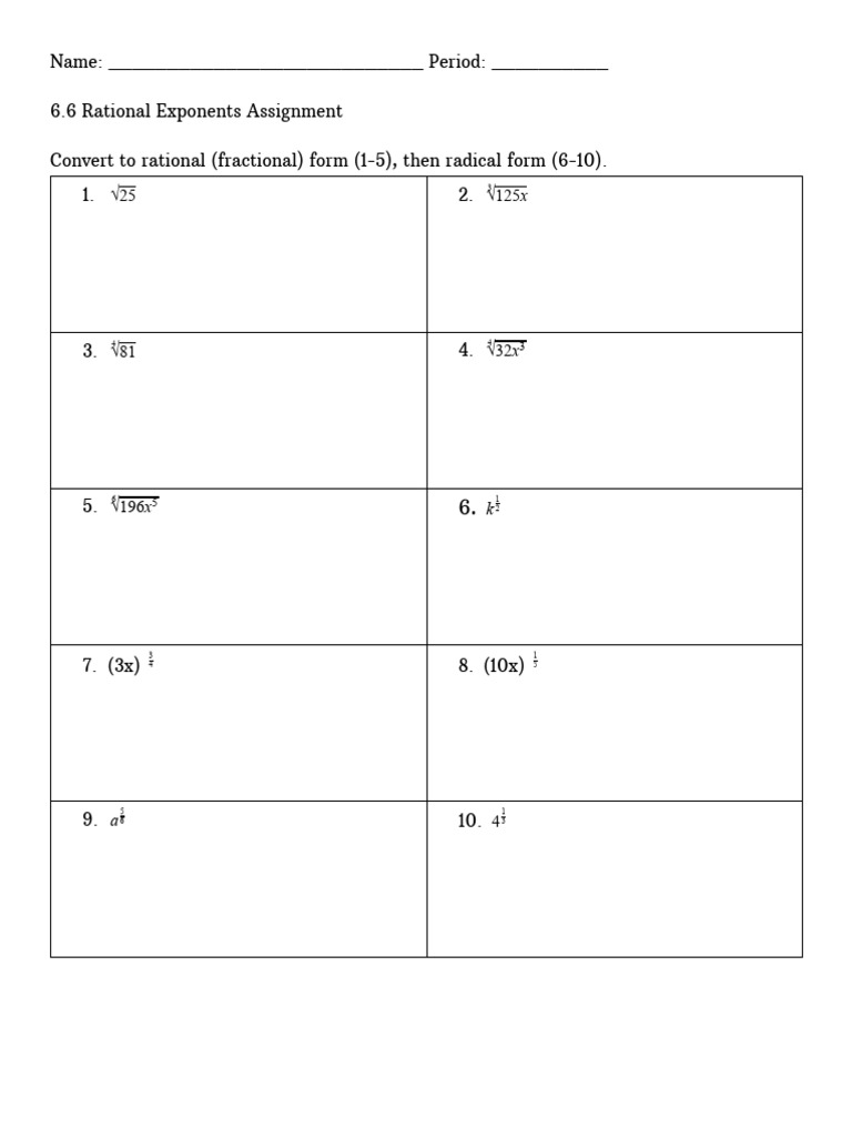 Rational Exponents Practice | PDF
