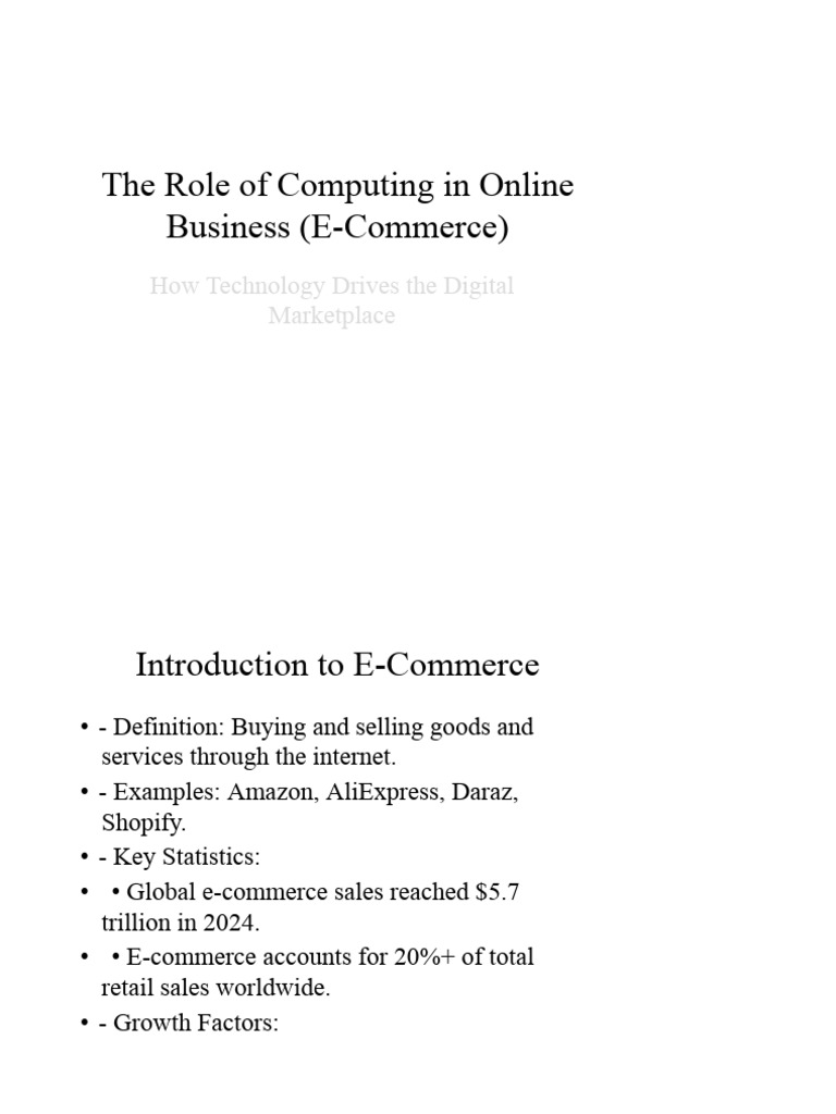 E Commerce Role of Computing Updated | PDF | E Commerce | Cloud Computing