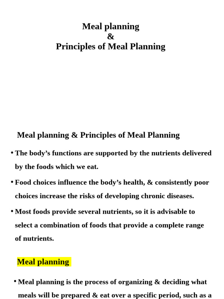 Essential Meal Planning Principles | PDF | Foods | Diet (Nutrition)