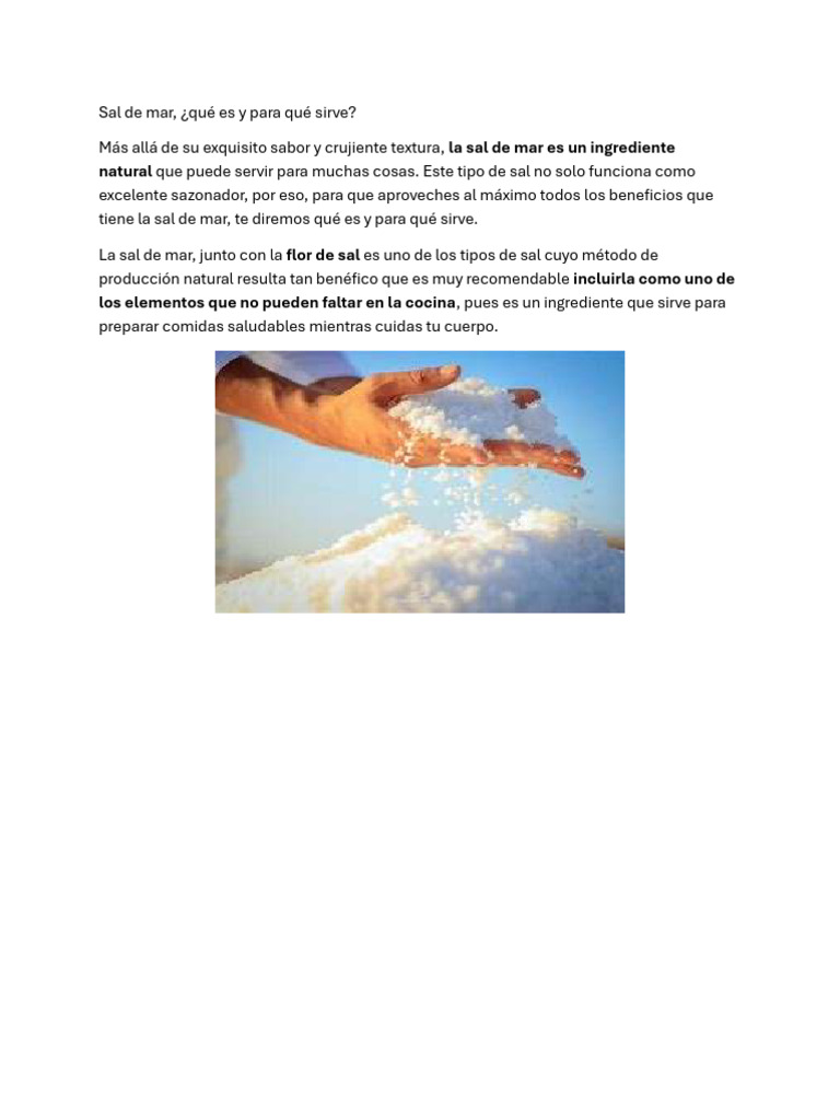 Beneficios y usos de la sal de mar | PDF