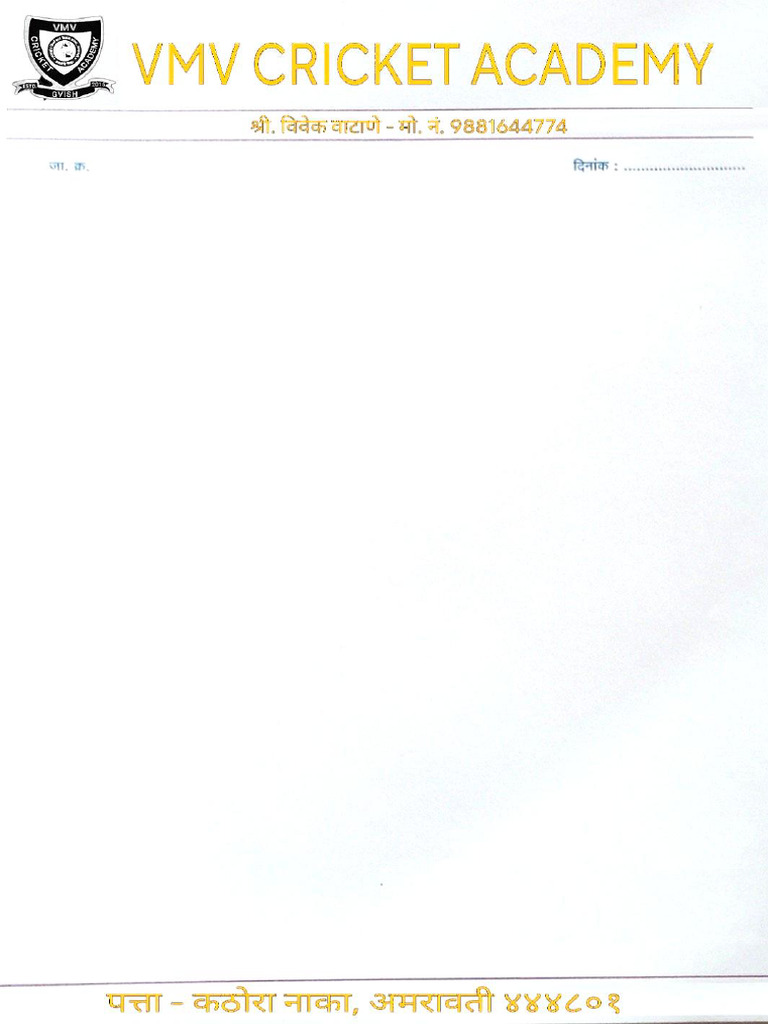 Polished VMV Cricket Academy Letterhead (1) | PDF