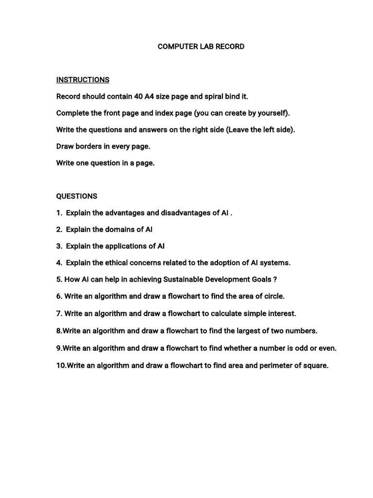 Ix Computer Lab Record-Questions | PDF