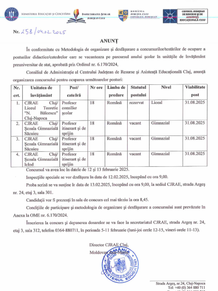 Anunt Concurs CJRAE 6 | PDF