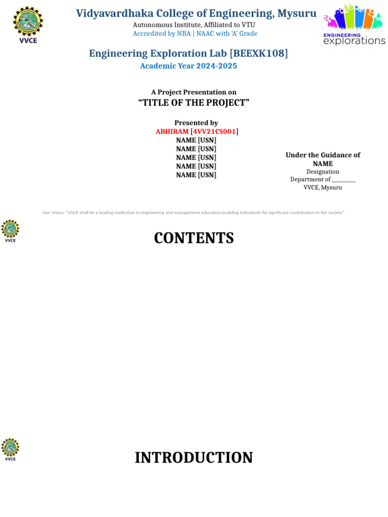 VVCE Engineering Project Showcase | PDF