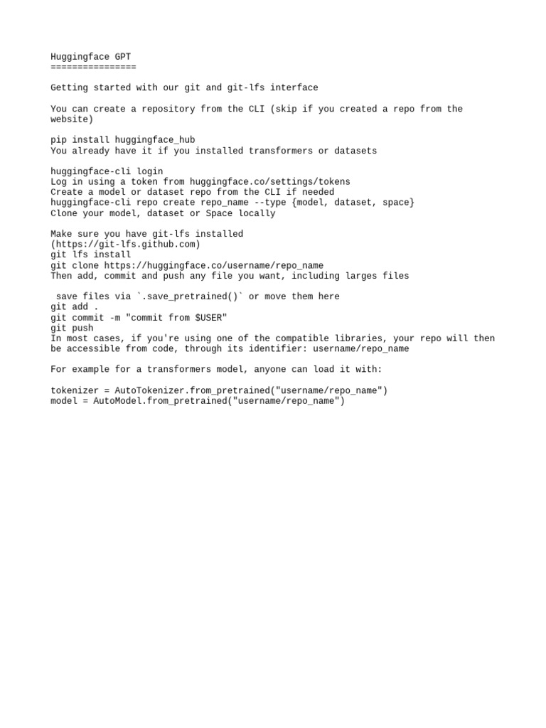 Huggingface Git & LFS Setup Guide | PDF