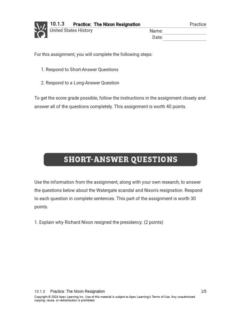 10.1.3 Practice - The Nixon Resignation (Practice) | PDF | Watergate ...