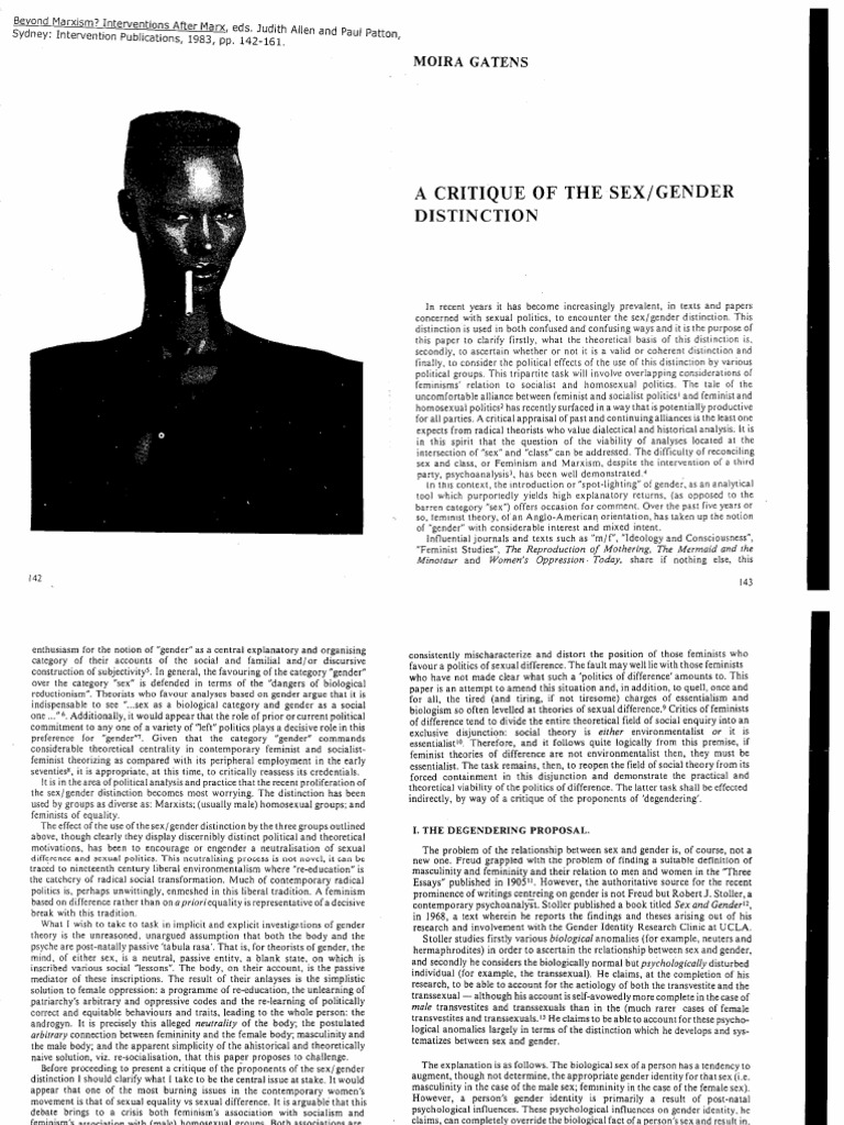 A Critique Of The Sex Gender Distinction Pdf