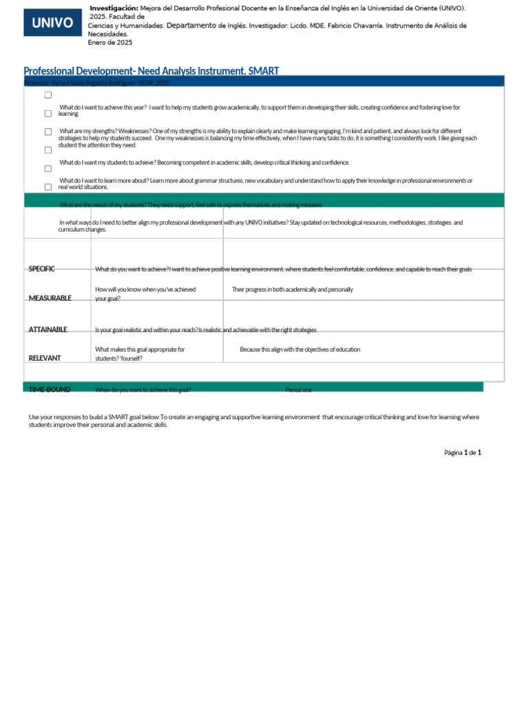 Professional Development Need Analysis-1 23 | PDF | Goal | Goal Setting